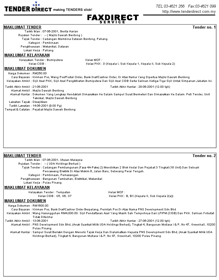 TenderDirect - Contractor Registration