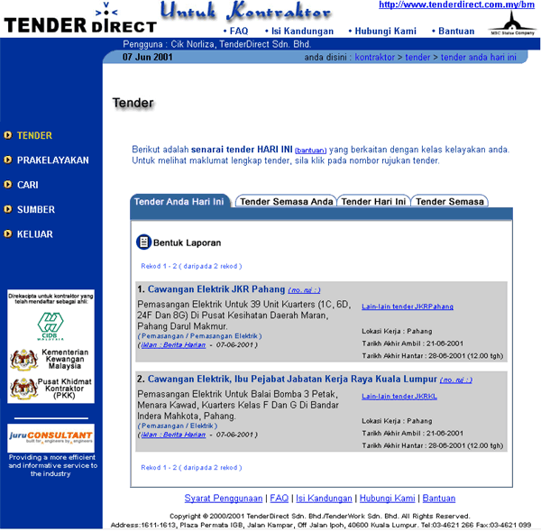 TenderDirect - Contractor Registration